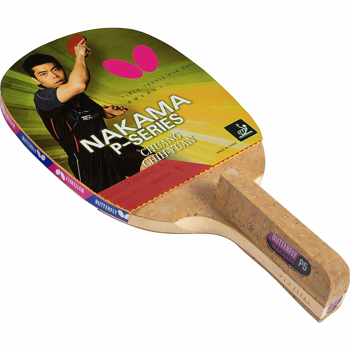 Butterfly Nakama P5 Japanese Penhold Table Tennis Racket | Nakama Series | Outstanding Control with Reliable Speed and Spin | Recommended for Beginning Level Players, red