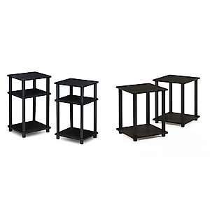 Furinno Just 3-Tier End Table and Simplistic Set of 2 End Table Bundle (2-Pack)
