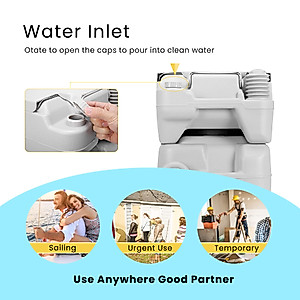 VIVOHOME 5.3 Gallon Waste Tank Portable Indoor Outdoor Toilet Compact Double-outlet Commode with Anti-leak Seal Ring and Cleaning Brush for Travel Camping RV Boating Fishing