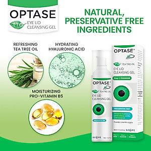 OPTASE TTO Eye Lid Cleansing Gel - Tea Tree Oil Cleanser - Preservative Free, Natural Ingredients - Soothes Dry Eye and Eyelid Irritation - Made With Pro-Vitamin B5-1.7 oz