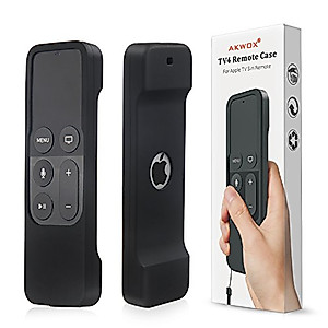 Remote Case for Apple Tv 4th / 5th /4K Generation, Akwox Light Weight [Anti Slip] Shock Proof Silicone Remote Cover Case with Lanyard (Black) -not for New Apple 4k TV Series 6th Gen 2021