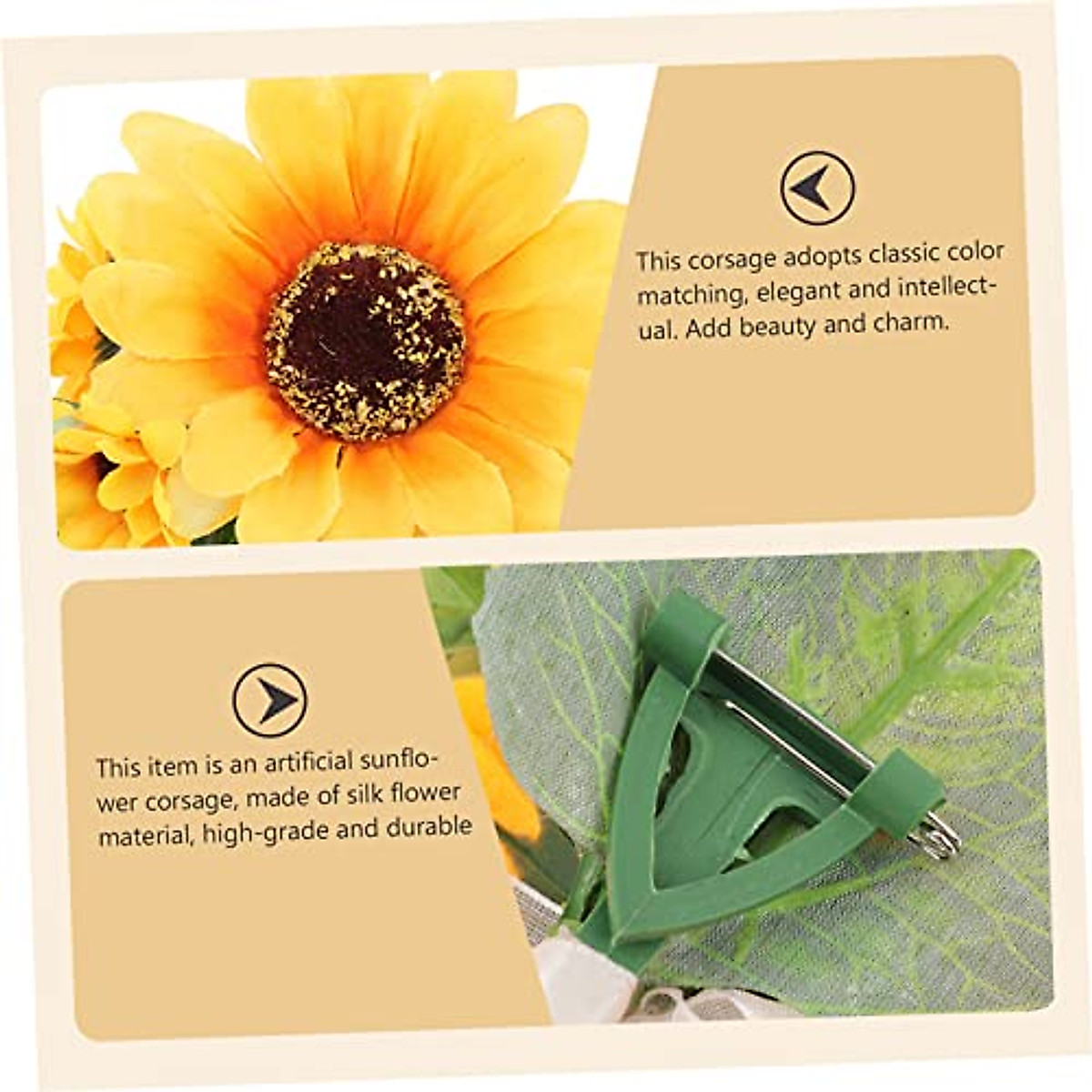 ARTIBETTER 2pcs Corsage Wrist Flower Bracelets for Man Prom Hair Accessories Men Gifts Stocking Stuffers Sunflower Wristlet Band Bracelet Sunflower Brooch Corsage Bride Brooch Wedding Corsage