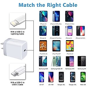 USB C Box Samsung Fast Charger Block for Samsung Galaxy A15/A14 5G/A54/A53 5G/A13/A23/A03S/A42/A33/S24/S23 Ultra/S22/S21/S20 FE/Z Fold 5,iPhone 15 14 13 12 Pro Max/11/SE/XR/X,20W Type C Wall Charger
