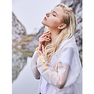 L-Rain Durable TPU Clear Rain Coat for Adults - Women and Men Fashion Hooded Rain Poncho - White M