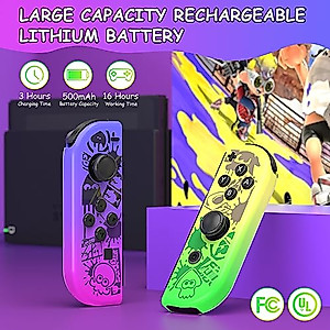 SplatDance Joycon Controller for Nintendo Switch, Joypad Left and Right Switch Controllers Support Vibration/6-Axis Gyroscope and Wake-up Function