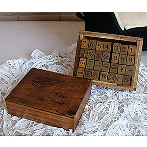 Pack of 28 Pcs Small Wooden Rubber Stamps 0.24 Inch of Number Week Weather for DIY Craft Card and Photo Album (28pcs Number Week Weather)