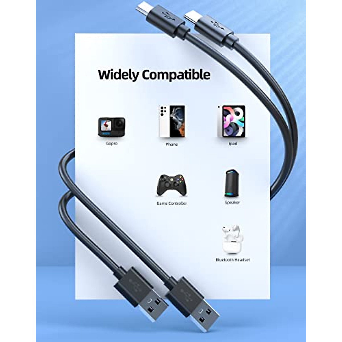 2 Charger Cable Fit for Tozo T10,OontZ-Angle,Curve,TOontZ True Wireless BudZ Bluetooth Speaker,Anker Soundcore Speaker Charging Cord Power Supply Adapter