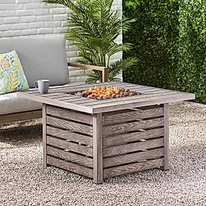 Christopher Knight Home Elberton Outdoor FIRE Pit, Wood Pattern Brown