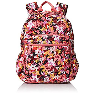 Vera Bradley Women's Cotton Campus Backpack, Rosa Floral - Recycled Cotton, One Size
