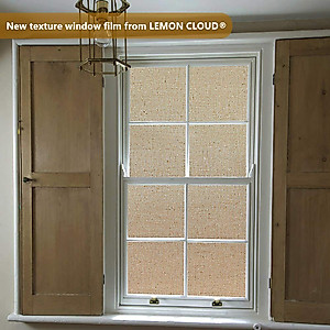 LEMON CLOUD Window Film No Adhesive Removable,Decorative Privacy Window Films,Texture Privacy Glass Film for Bathroom Office Home(35.4x78.7inches, Brown)