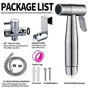 Handheld Bidet Toilet Sprayer, PHflo Stainless Steel Bathroom Bidet Sprayer Set,Baby Cloth Diaper Sprayer Kit, Bathroom Toilet Bidet Attachment,Pets Shower