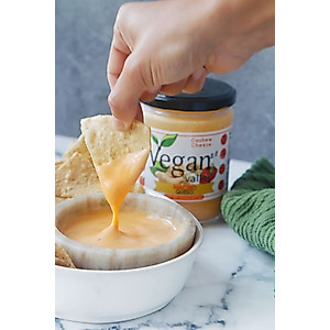 VEGAN VALLEY Cashew Nacho Cheeze Sauce, 14.5 oz - Shelf Stable, Tangy Vegan Nacho Cheeze -Certified Gluten-Free, Kosher, Dairy Free Cheeze -Non-GMO Plant-Based Cheeze Great As Vegan Pasta Sauce, Dip