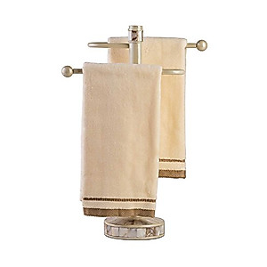 Creative Scents 100% Cotton Velour Fingertip Towels - 4 Pack 11 by 18 Inch – Decorative, Extra Absorbent and Soft Face Towel, Ideal for Bathroom and Powder Room (Cream with Embroidered Brown Trim)