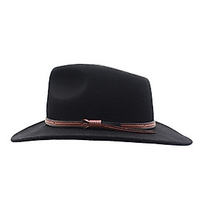 Mens+Outback+Wool+Cowboy+Hat+Bozeman+Black+Crushable+Western+by+Silver+Canyon