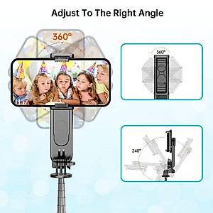 Stable Selfie Stick Tripod with Fill Light, 44 Inch Extendable Selfie Stick with Wireless Remote and Tripod Stand 360 Rotation for iPhone 13/12/11 Pro/XS Max/XS/XR/X/8/7, Samsung and Smartphone