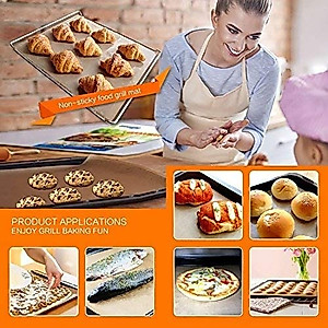 WIBIMEN Grill Mat Set of 7-100% Non-Stick BBQ Grill Mats&Baking Mats, PFOA Free, Heavy Duty, Resuable and Easy to Clean, Works on Gas Charcoal and Electric BBQ (7 Pcs) (Copper)