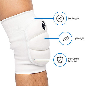 StrictlyStability White Volleyball Best Protective Shock Absorbing Soft Cushion Knee Pads for Girls or Boys (Junior, White)