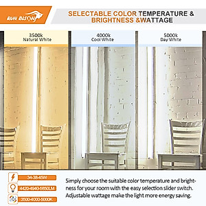 4FT LED Linear Shop Lights with Emergency Battery Backup,3 Color Selectable 3500K-5000K, Lumen Adjustable 4420/4940/5850LM,120-277V, 0-10V Dimmable, Built-in 90 Minute Emergency Battery (1PK)