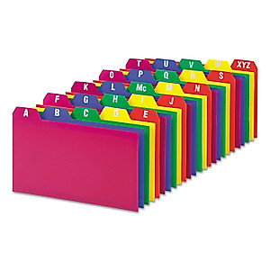 Oxford Poly Index Card Guide Set, 3 x 5 Inches, A-Z, 1/5 Inch Cut Tabs, Assorted Colors, 25 per Set (73153)