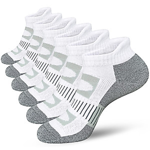 APTYID Women's Ankle Socks Athletic Cushioned Running, Size 6-9, White, 6 Pairs