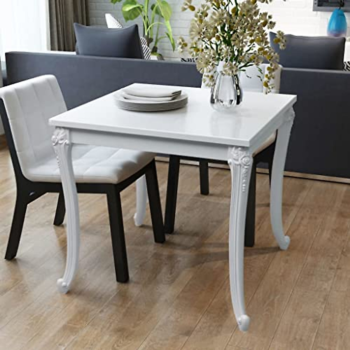 vidaXL Dining Table 45.7" High Gloss White Dinner Table Home Kitchen Desk
