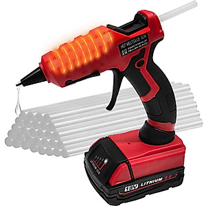 2 AH Battery Cordless Hot Glue Gun, Suitable for Milwaukee M18 18V Li-ion Battery,for Arts & Crafts & DIY & Repairs, 30s Quick Preheat Hot Melt Glue Gun with 30 Pcs Glue Sticks(7 * 150mm)