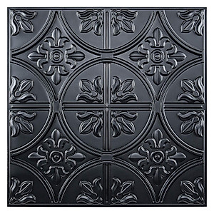 Art3d Drop Ceiling Tiles 2x2, Glue-up Ceiling Panel, Fancy Classic Style in Black