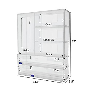 OPGoods 6 in 1 Ziplock Bag Organizer for Drawer - Foil & Plastic Wrap Dispenser with Cutter - Fits Gallon, Quart, Sandwich, Snack Bags & 12-inch Rolls