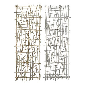 CosmoLiving by Cosmopolitan Metal Geometric Overlapping Lines Wall Decor, Set of 2 13"W, 36"H, Multi Colored
