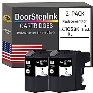 DoorStepInk Remanufactured in The USA Ink Cartridge Replacements for Brother LC103 2 Black for Printers MFC-J4310DW MFC-J4410DW MFC-J450 DW MFC-J875DW MFC-J870DW MFC-J6920DW