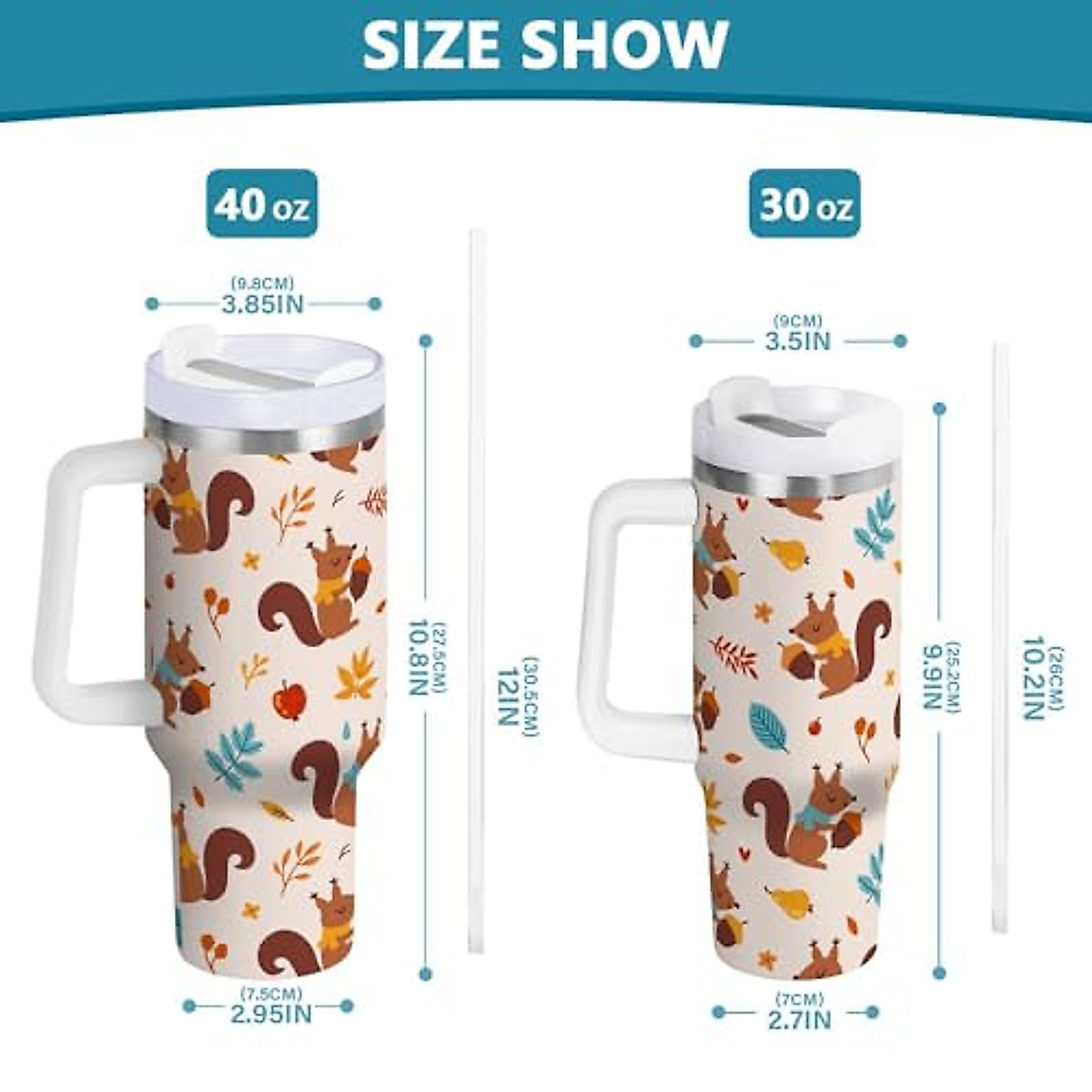 ARGTILDN 30 oz Tumbler Squirrels Hazelnut Nut Insulated Travel Mug with Handle and Straw Lid Stainless Steel Vacuum Coffee Cup Tea Beverage Container Water Bottles for Car Sports office