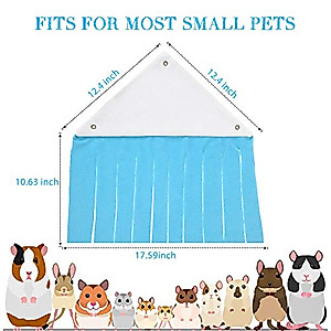 2 Pieces Guinea Pig Hideout Small Animal Corner Fleece Hideaway Cute Ferret Hammock and Sleeping Bed for Ferrets Chinchillas Small Pets (Grey with Blue, Grey with Green, Patternless)