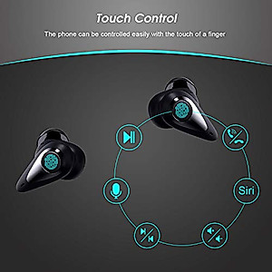 August True Wireless Earbuds EP810 - Bluetooth 5.0 True Wireless Stereo Headphones Touch Control with Type-C Charging Earphones Powerful Bass - iPhone and Android Compatible - Black