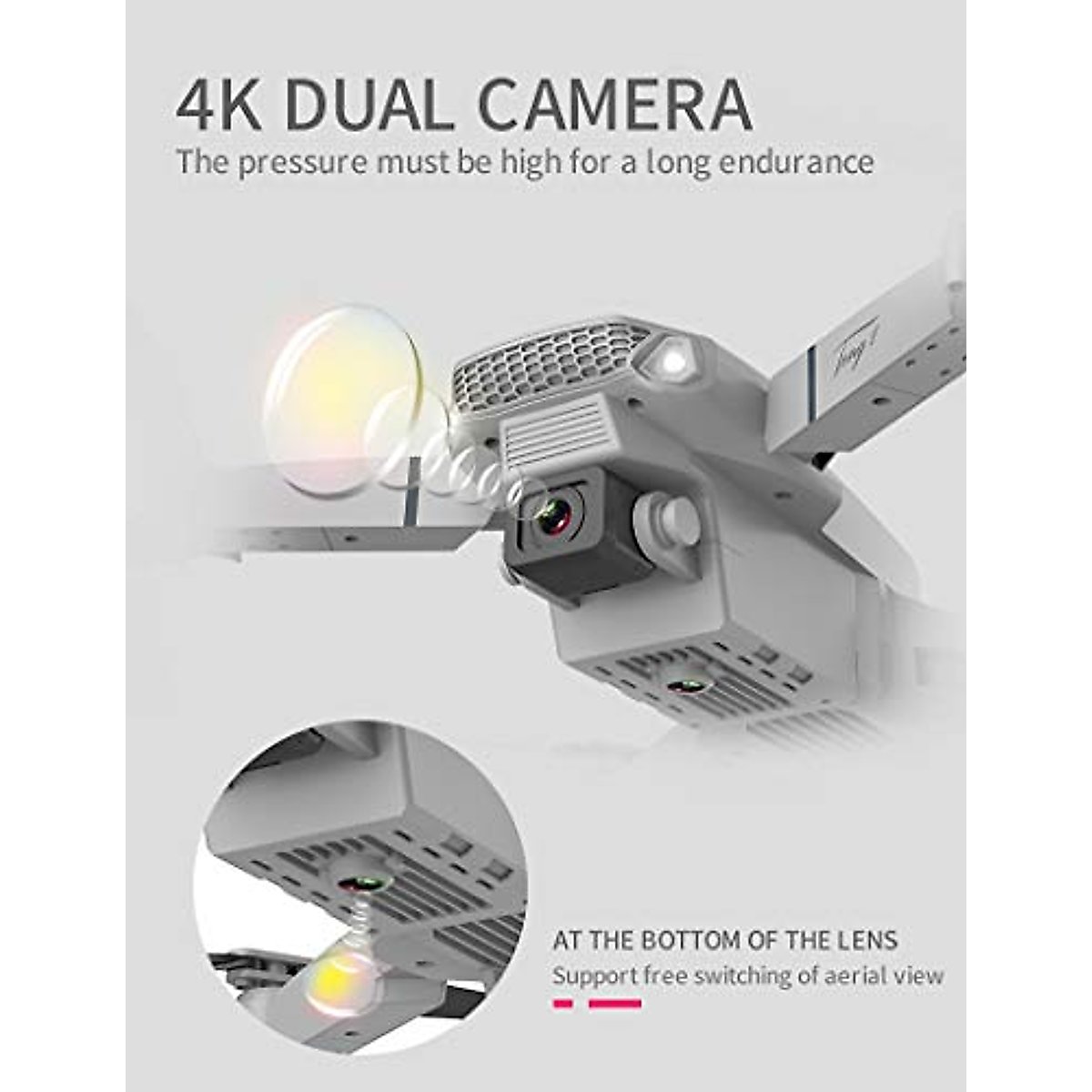 E88 Pro Drone with dual 4k camera, Kids/Beginner, wifi fpv 1080 hd, Dual foldable RC Quadcopter , Altitude hold, Headless mode, visual positioning, auto return, mobile app control, Black, 360 flip