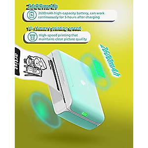 Phomemo M04S Wireless Portable Printer- Thermal Printer Sticker Printer- Compatible with iOS and Android for Travel, Mobile Office, School, Home with 300dpi,Support 53/80/110mm Printing Width,Green…