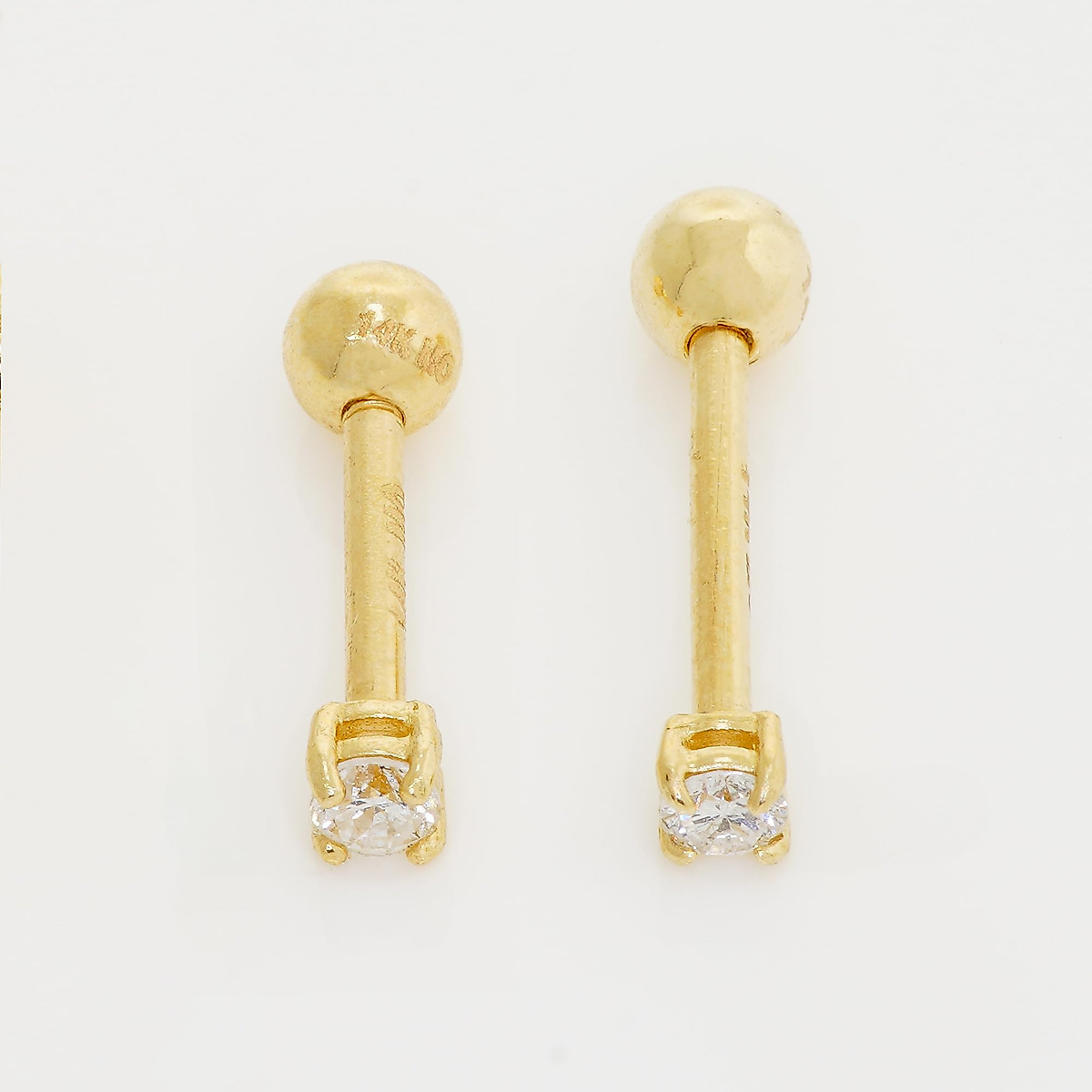 ANYGOLDS 14K REAL Solid Gold 0.035ctw Diamond Cartilage Daith Helix Tragus Conch Rook Snug Ear Post Stud Piercing Earring Body Jewelry 18Gauge - 1 PCS (8mm, 14K Yellow Gold)