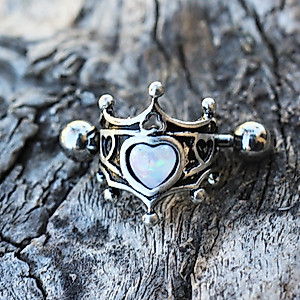 316L Stainless Steel Medieval Design Heart Crown WildKlass Cartilage Cuff Earring