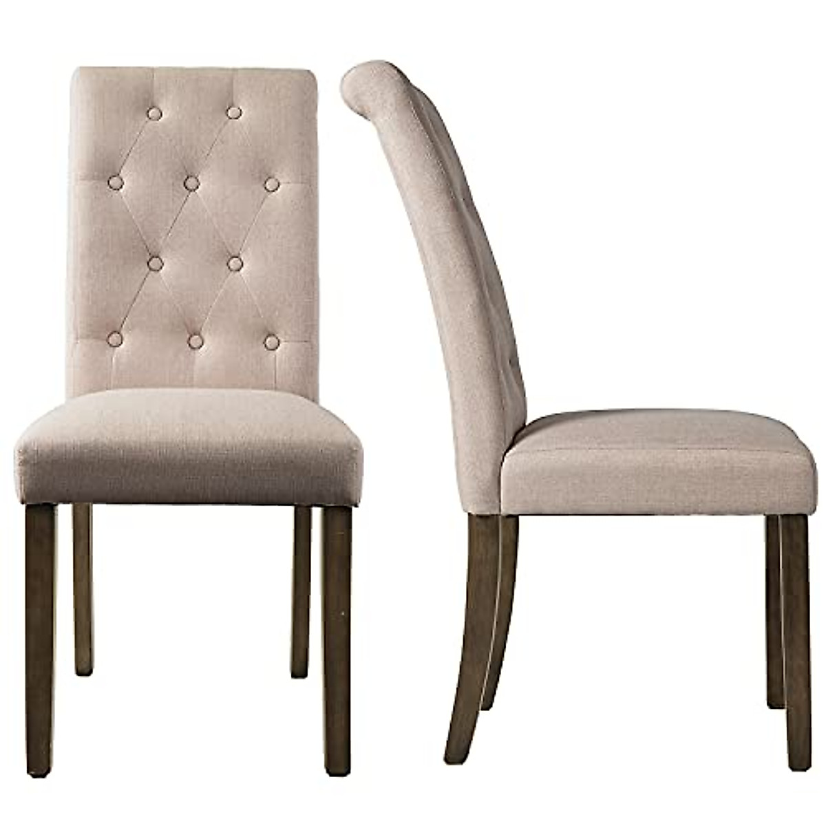 Tonfei Dining Chair Aristocratic Style Dining Chair Noble and Elegant Solid Wood Tufted Dining Chair Dining Room Set (Set of 2) (beige)