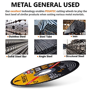 PEGATEC Cut Off Wheels 50 Pack, Quality Thin 4 1/2 x0.04x7/8 inch Cutting Disc, Metal & Stainless Steel Aggressive Cutting Wheel for Angle Grinder, General Purpose Metal Cutting (4.5inch)