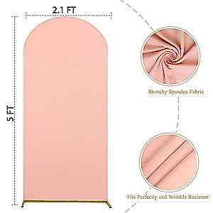 FUHSY Wedding Arch Backdrop Cover 2.1x5FT Round Top Wedding Arch Cover Party Arch Covers Stretchy Backdrop Fabric for Balloon Stand Chiara Backdrop Arch Fabric Cover for Birthday Reception Dusty Rose