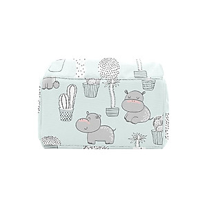 SunFancy Personalized Cactus and Hippos Diaper Backpack with Name Text Large Capacity Custom Multi-Function Bag Unisex Travel Backpack for Mom Dad Boy Girl, 10.83 in L x 6.69 in W x 15 in H, Option