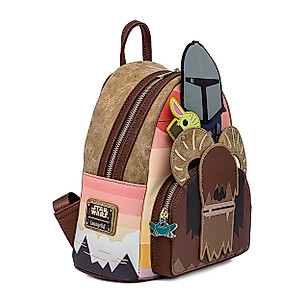 Loungefly Star Wars The Mandalorian Bantha Ride Mando and Baby Yoda Womens Double Strap Shoulder Bag Purse