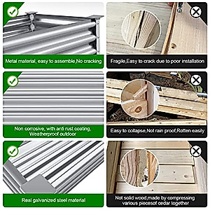 Land Guard Galvanized Raised Garden Bed with Legs, 48×24×32in Large Metal Elevated Raised Planter Box with Drainage Holes for Backyard, Patio, Balcony, 400lb Capacity