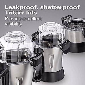 Hamilton Beach Professional 4-in-1 Juicer Mixer Grinder, Commercial-Grade 1400 Watt Motor, 120V, 3 Leakproof Jars, For Wet and Dry Spices, Chutneys and Curries, Engineered in India & USA (58770)