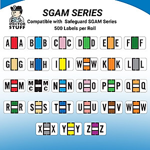 Doctor Stuff - File Folder Labels, Alphabet Letter A, Safeguard 514 - SGAM Series Compatible Alpha Stickers, Red, 15/16" x 1-5/8", 500/Roll