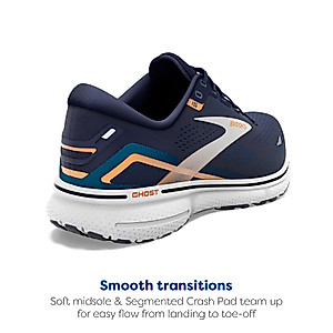 Brooks Men's Ghost 15 Neutral Running Shoe - Peacoat/Blue/Orange Pop - 11.5 Medium