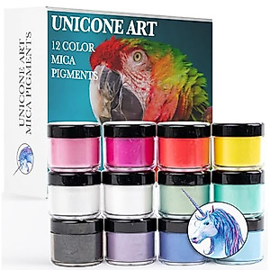 Magical Mica Pigment Powder for Resin - 12 Box Set - Non Toxic - Multi Use - Super Lustrous - Finely Ground Powder - Use in Resin, Slime, soap dye, Cosmetics (10g each12pk)