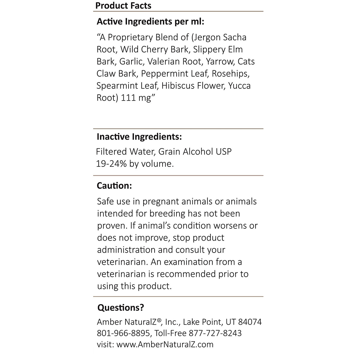 Amber NaturalZ Adizone Herbal Supplement for Dogs | Canine Herbal Supplement for Occasional Soreness, Stiffness, Aches and Discomfort | 1 Fluid Ounce Glass Bottle | Manufactured in The USA