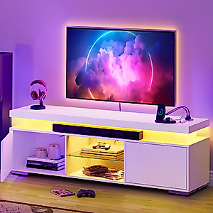 YITAHOME Morden TV Stand for 65 Inch TV, Mid Century Modern Entertainment Center for 300lbs with Double Barn Doors, Rustic TV Media Console TV Cabinet for Living Room, Grey