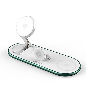 JARGOU Aluminum Alloy Wireless Charger Pad for Travel, 3 in 1 Charging Station for Apple Device, Metal Magnetic Charger Stand for iPhone 15/14/13, for Apple Watch Charger for AirPods Pro/3/2